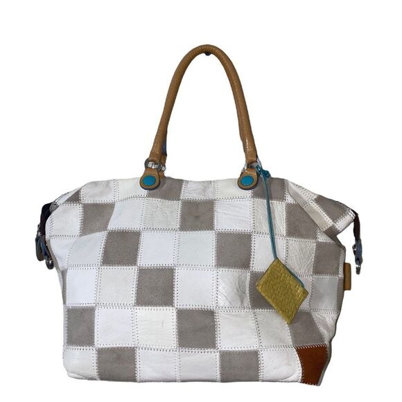 Gabs | Bags | Gabs Whitekhaki Patchworkleather Shoulderbag | Poshmark